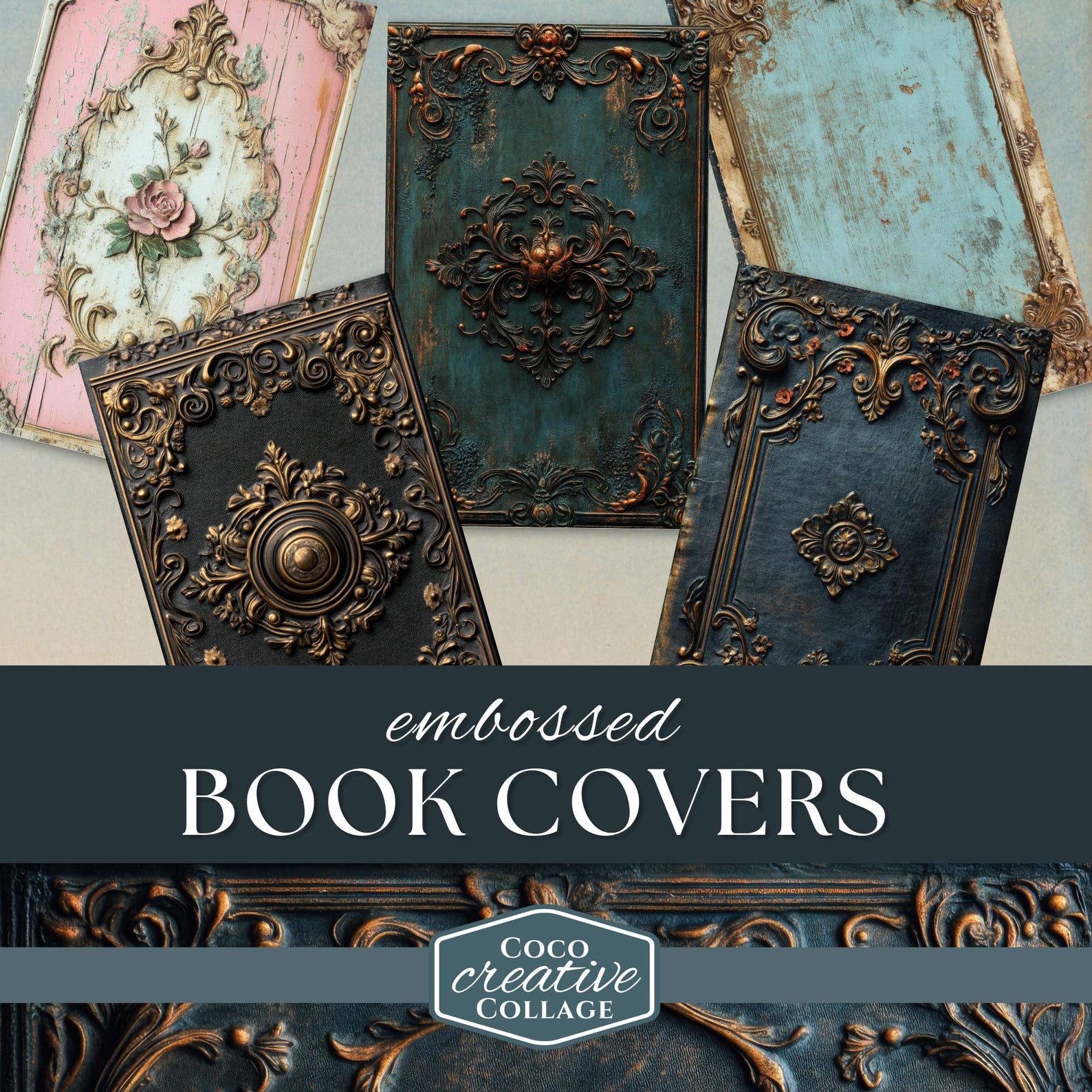 Antique Embossed Covers for Junk Journals, 10 Victorian Journal Toppers ...