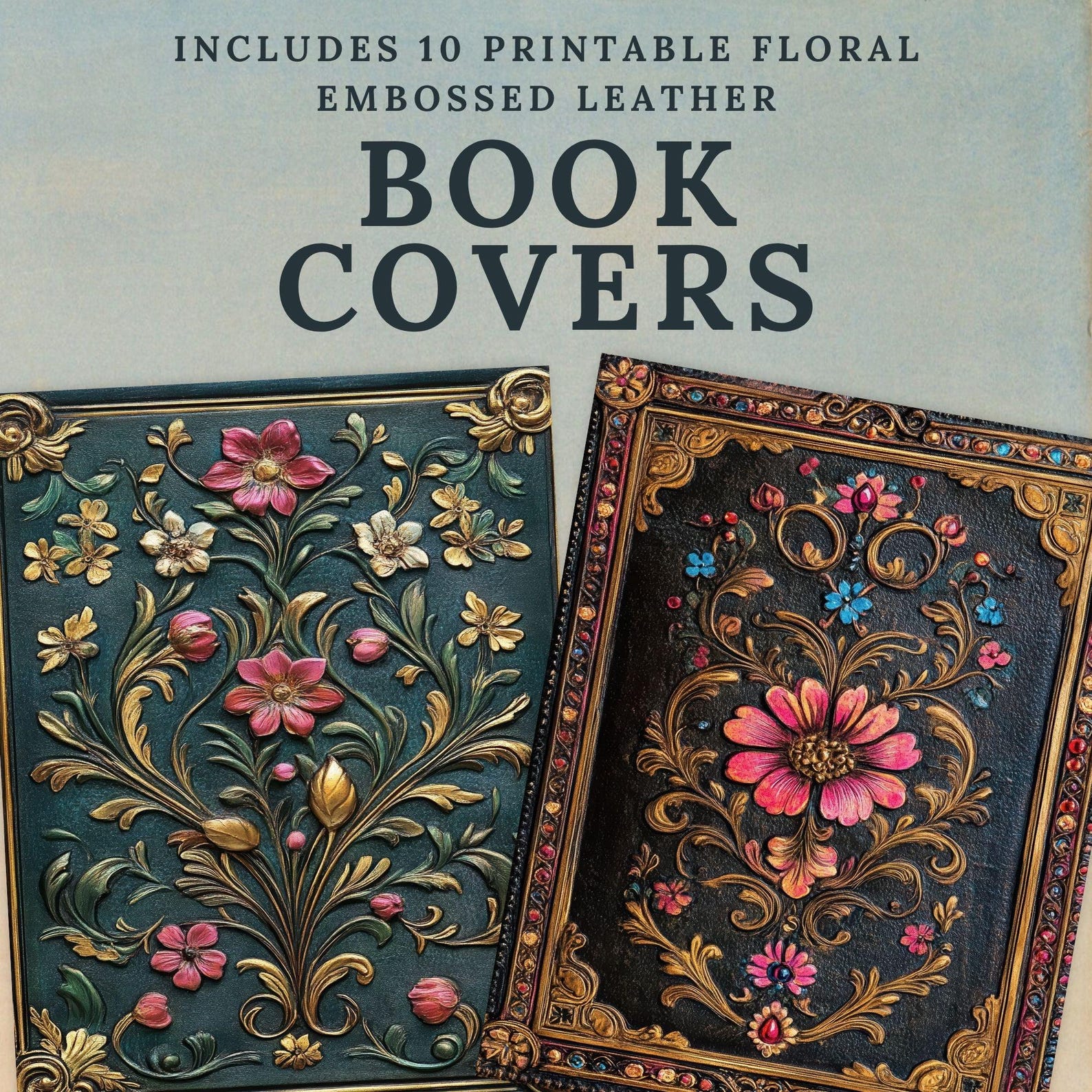 Embossed Floral Covers for Junk Journals, 10 Victorian Journal Toppers ...