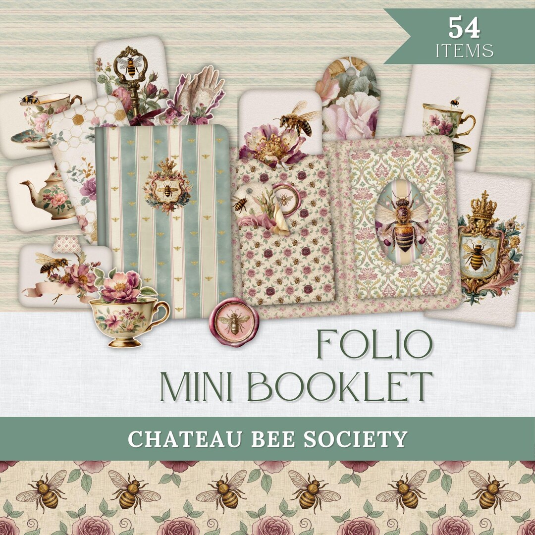 Chateau Bee Society Folio Booklet - Printable Vintage Junk Journal Kit ...