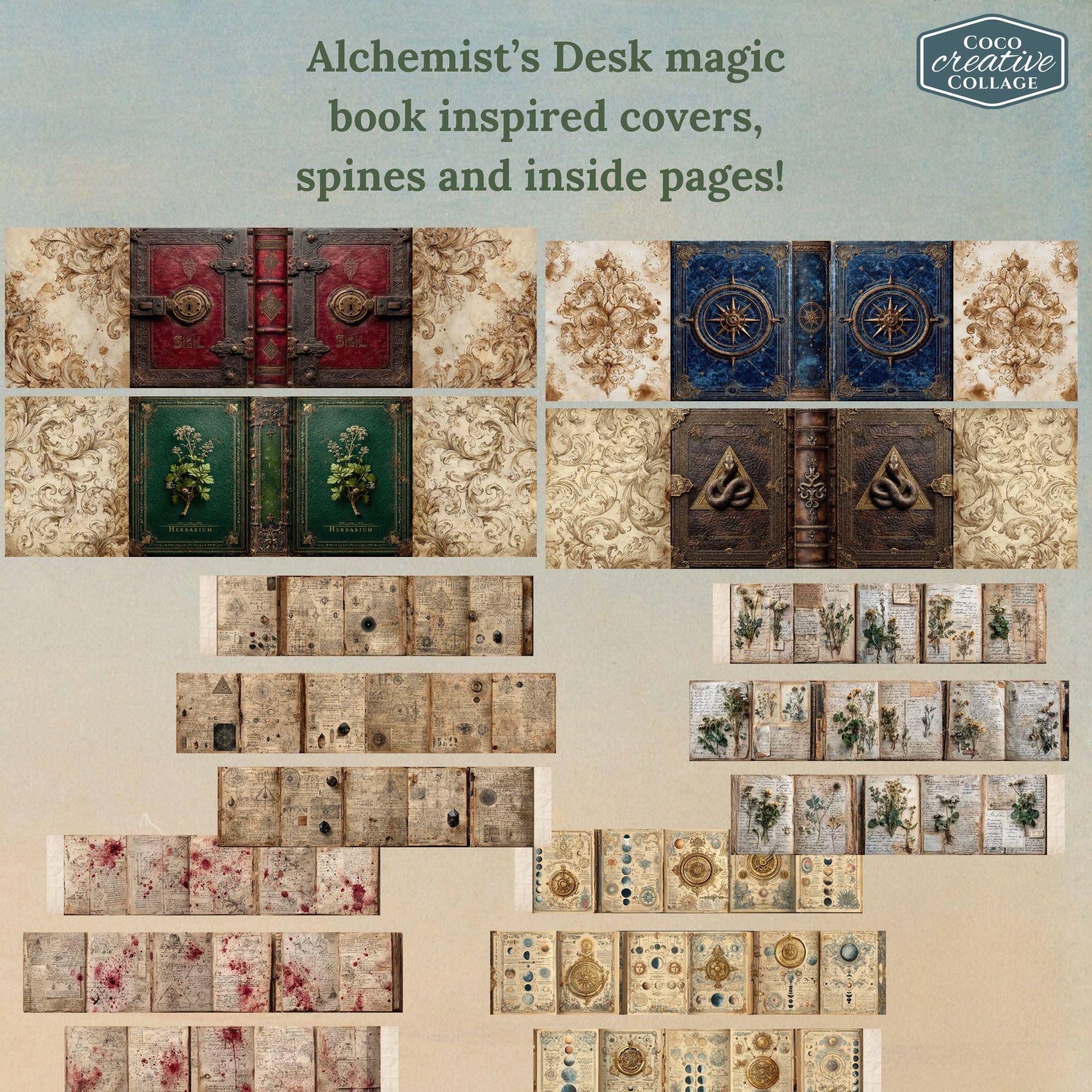 Printable Dollhouse Mini Book, Alchemy Junk Journal Miniature Craft Kit ...