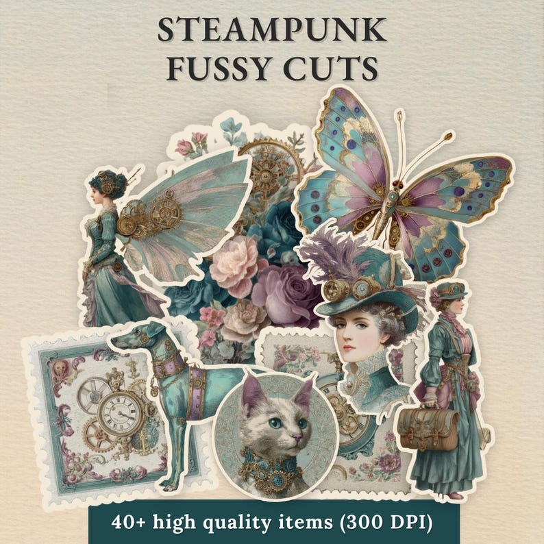 Clockwork Ladies – Steampunk Girl Fussy Cuts | Victorian Printable ...