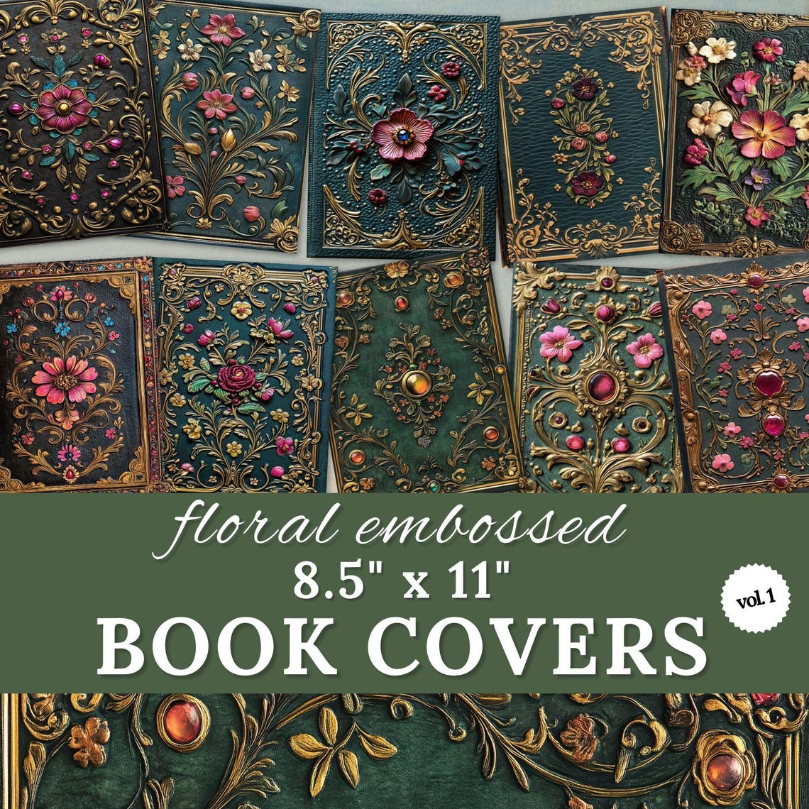 Embossed Floral Covers for Junk Journals, 10 Victorian Journal Toppers ...