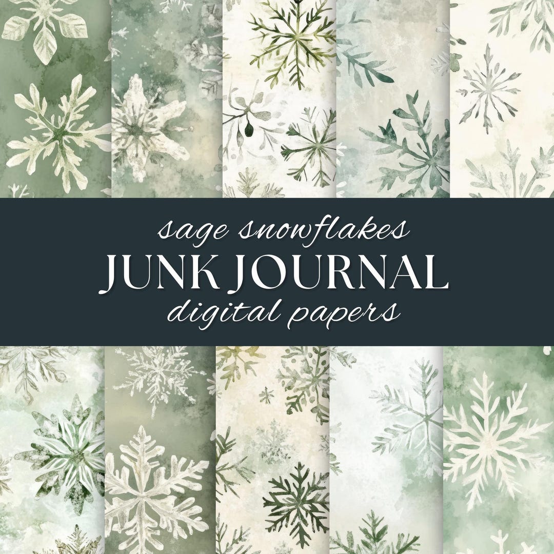 Winter Themed Snowflake Digital Paper Kit for Scrapbook and Creative ...
