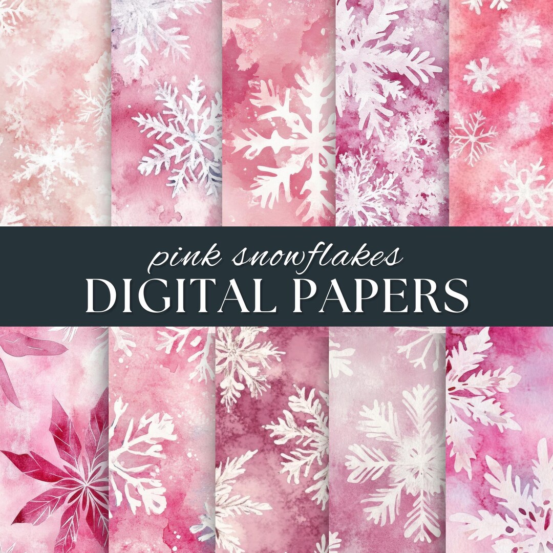Pink Snowflake Digital Paper Junk Journal Kit, 10 Winter Collage Pages ...