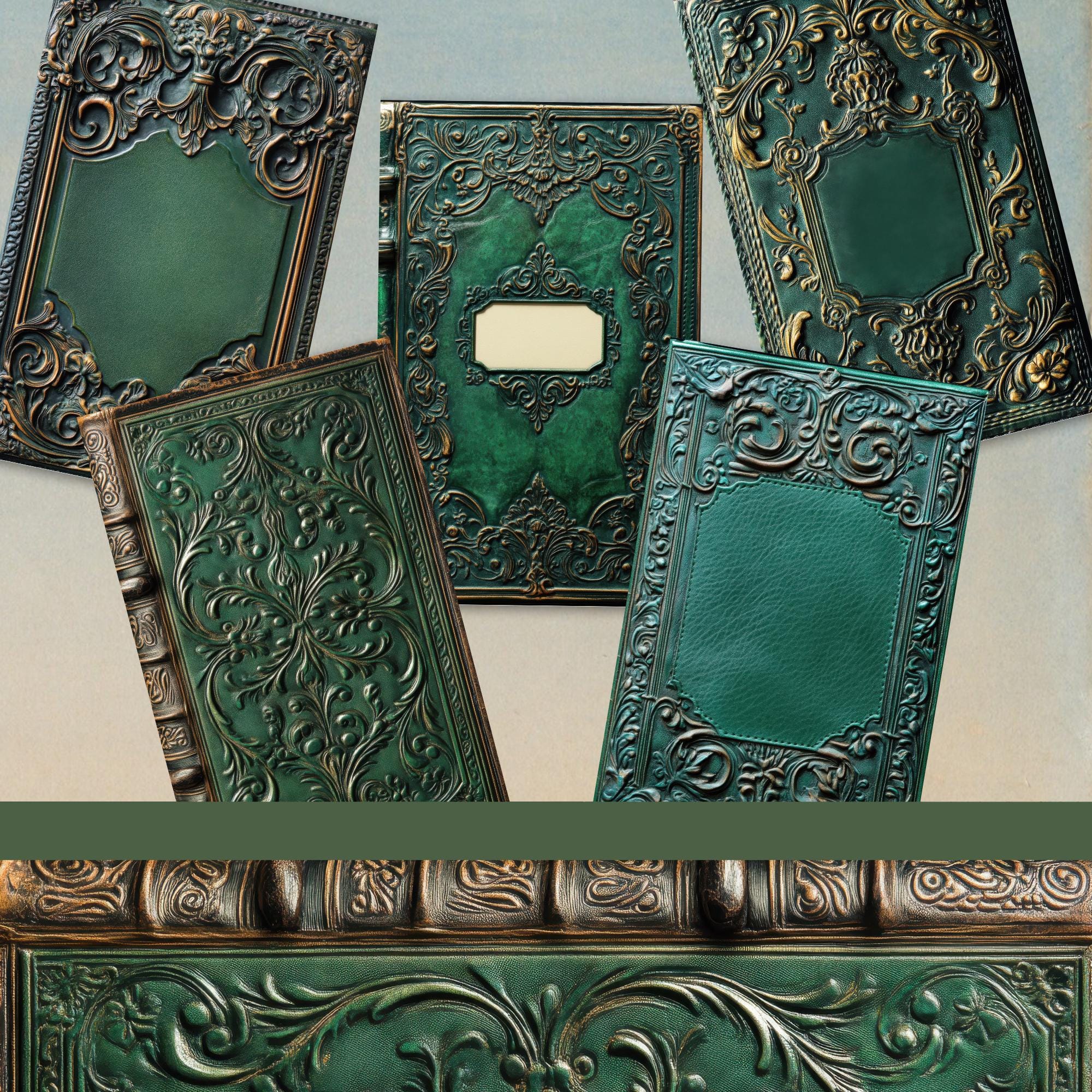 Antique Embossed Covers for Junk Journals, 10 Green Victorian Journal ...