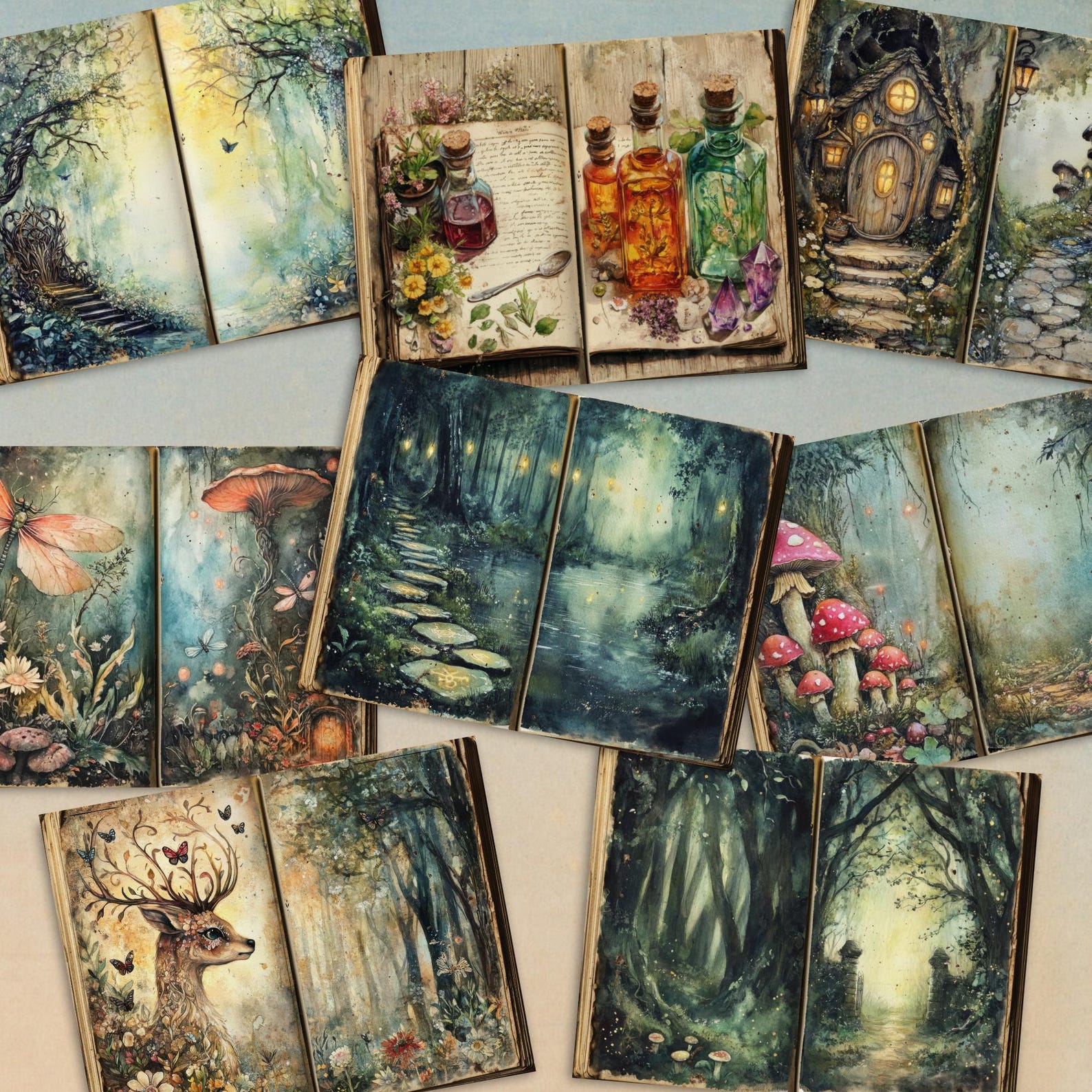 Magical Fairycore Junk Journal Pages Kit, 8 Mystical Faerie Digital ...