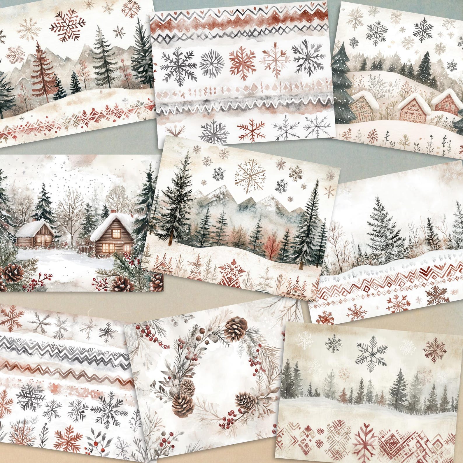 Rustic Scandinavian Winter Digital Junk Journal Kit - Hygge Christmas ...