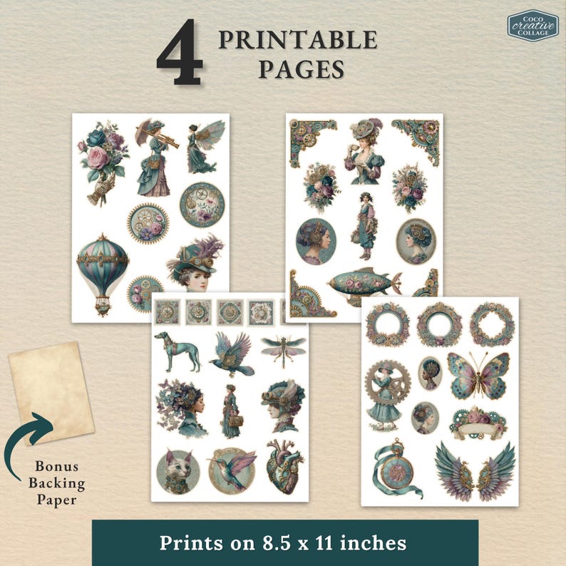 Clockwork Ladies – Steampunk Girl Fussy Cuts | Victorian Printable ...