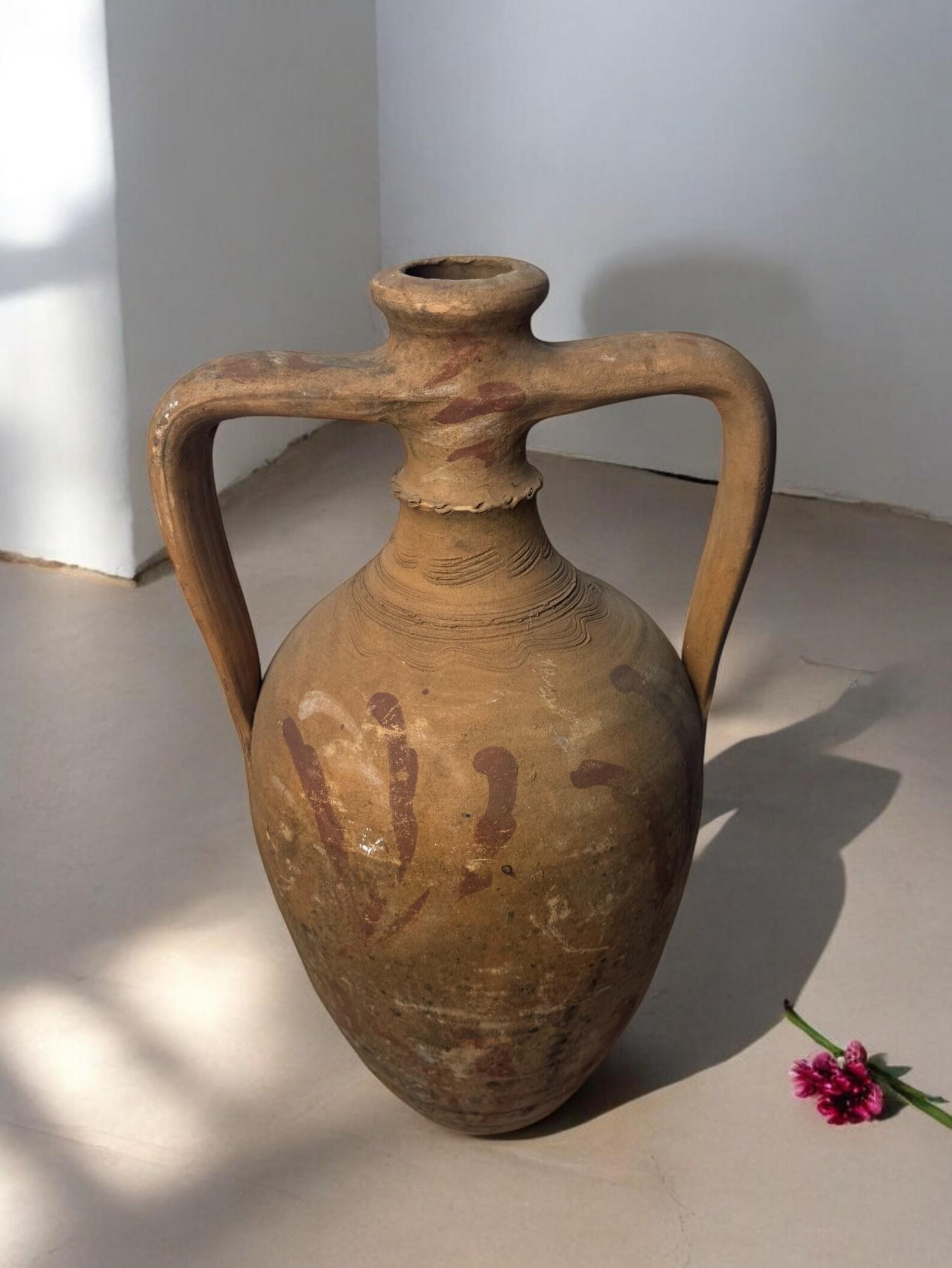 Turkish Terracotta Vase, Turkish Olive Jar, Rustic, Glazed Pottery, Vintage Vase, Primitive Jug ...