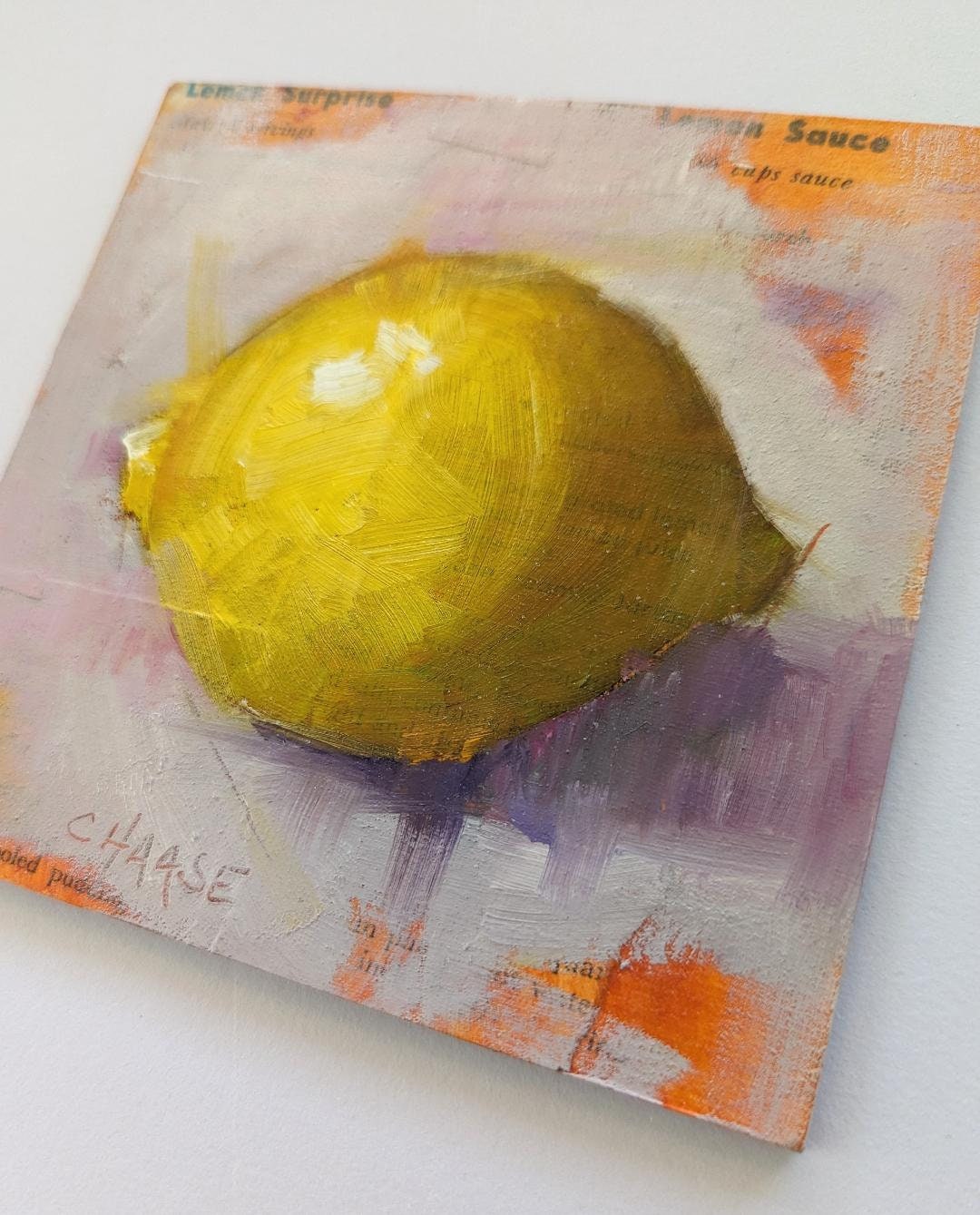Original 5 X 5 Oil Painting Lemon on White Background - Etsy
