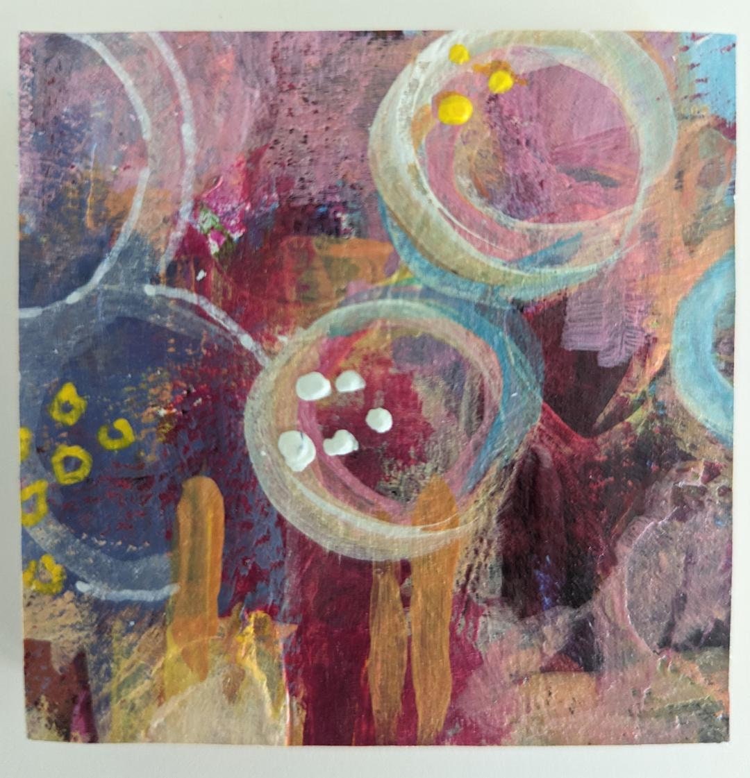 Miniature Abstract Painting, Small Art, 3 X 3, Whimsical Abstract ...