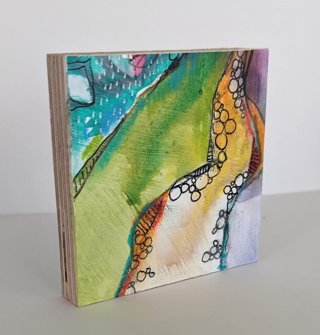 Miniature Abstract Painting, Small Art, 3 X 3 Inches, Whimsical ...