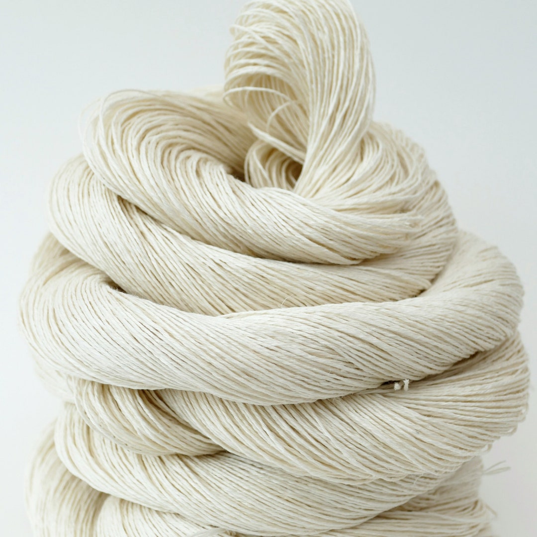 Undyed Linen Sport Weight (light Dk) Yarn, Soft White, Knitting Crochet ...