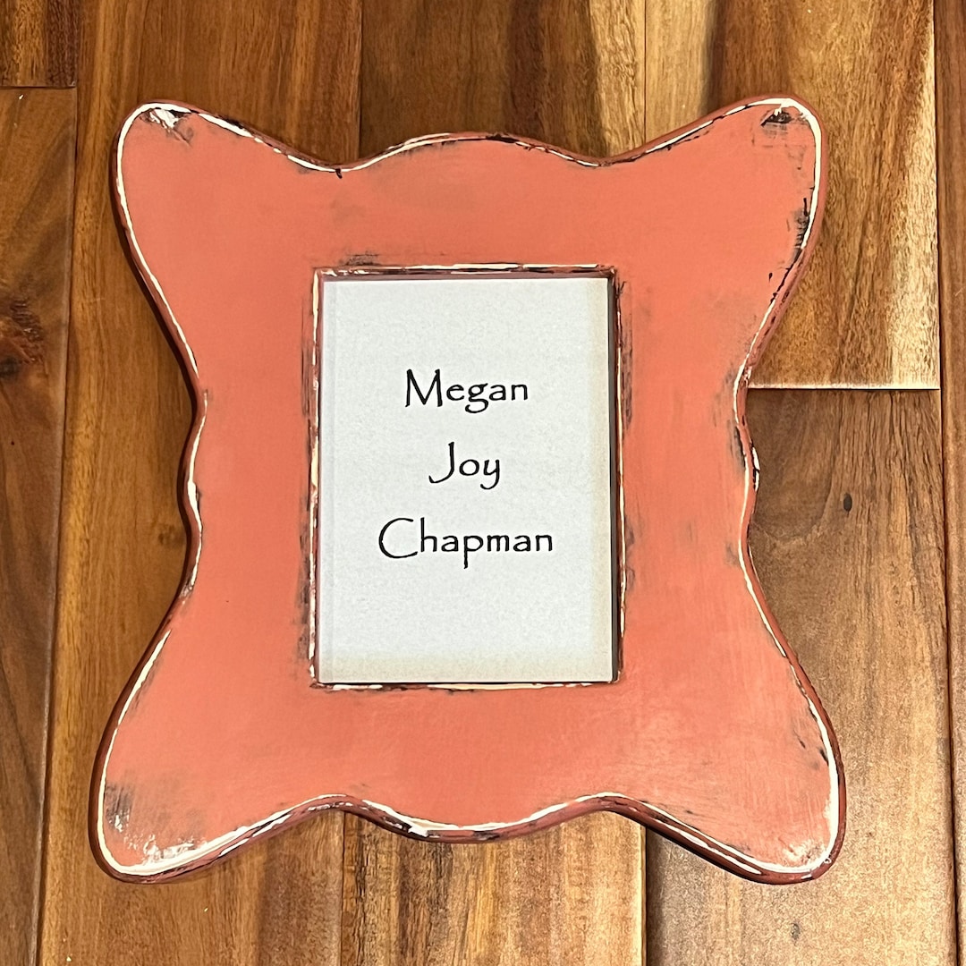 One-of-a-kind Wood Frame 5x7 Distressed Finish, Hand Painted, Curved ...