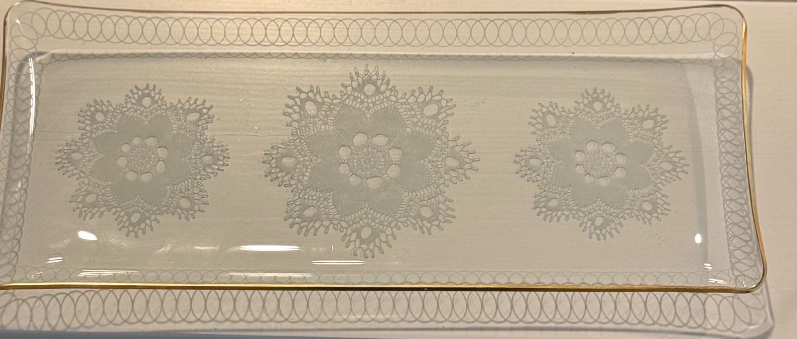 Vintage Filigree Queen Anne's Lace Art Glass Rectangle Tray 13.5" X 5.5 ...