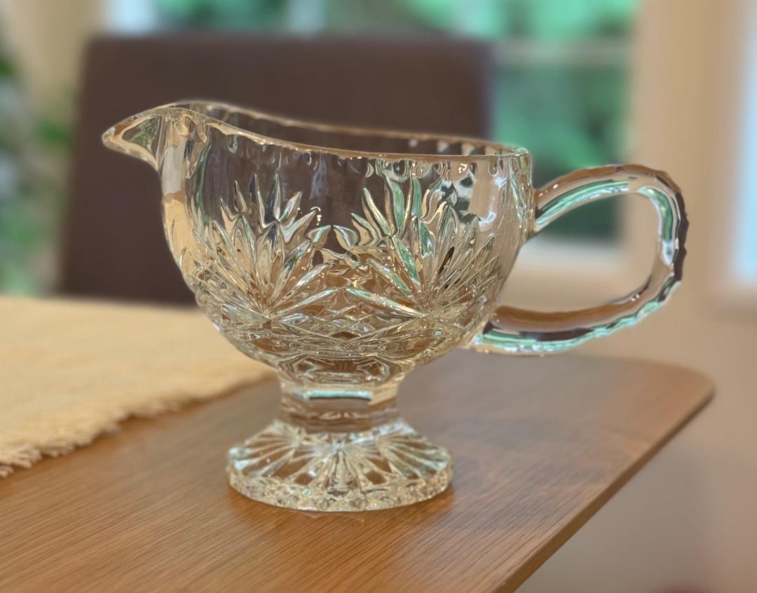 Vintage Crystal Footed Gravy Boat/sauce Dish - Etsy