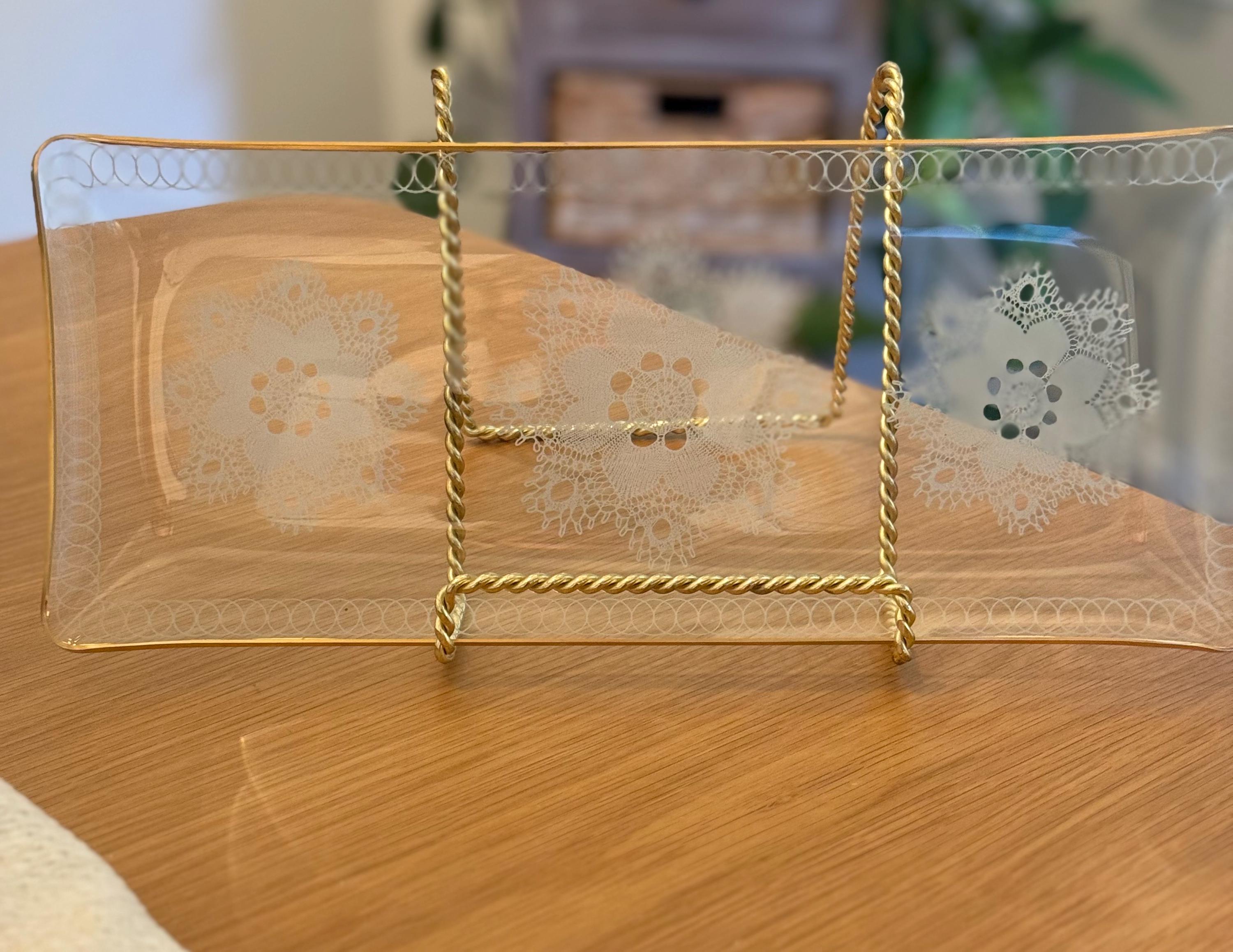 Vintage Filigree Queen Anne's Lace Art Glass Rectangle Tray 13.5" X 5.5 ...