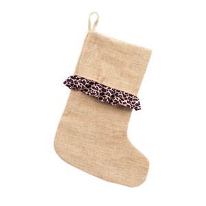 Cheetah Ruffle Burlap Christmas Stocking-monogram Included-ruffle ...
