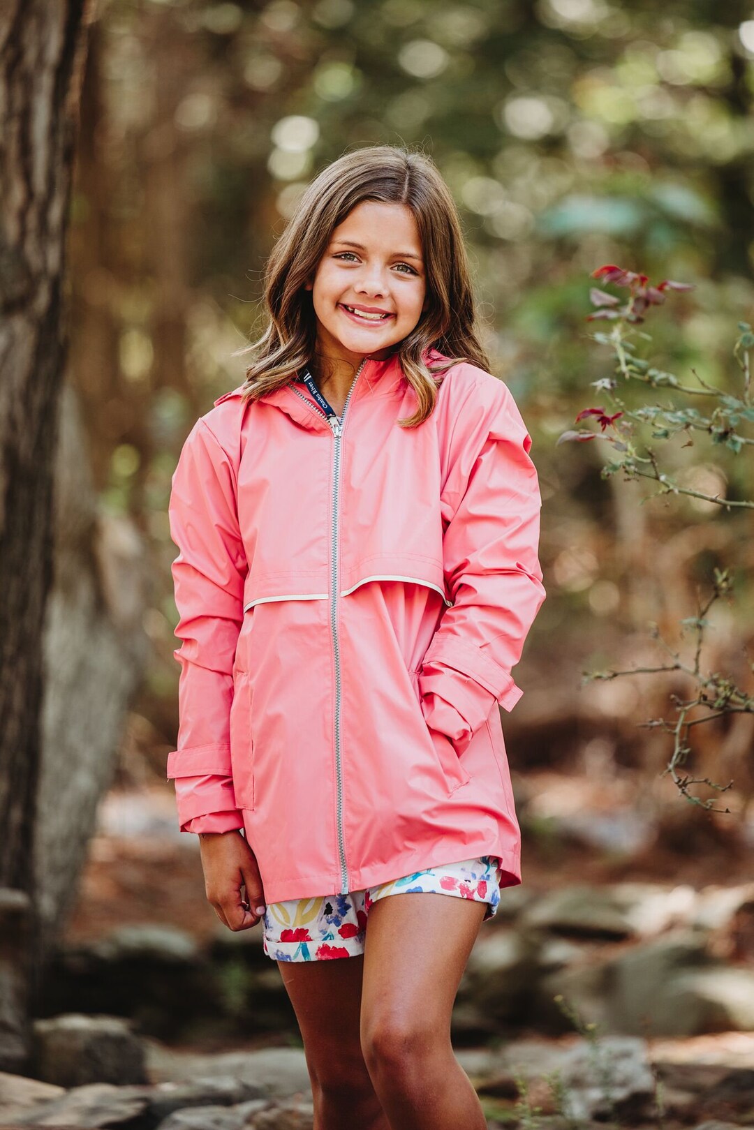 Coral Monogram Charles River Youth New Englander Rain Jacket - Etsy