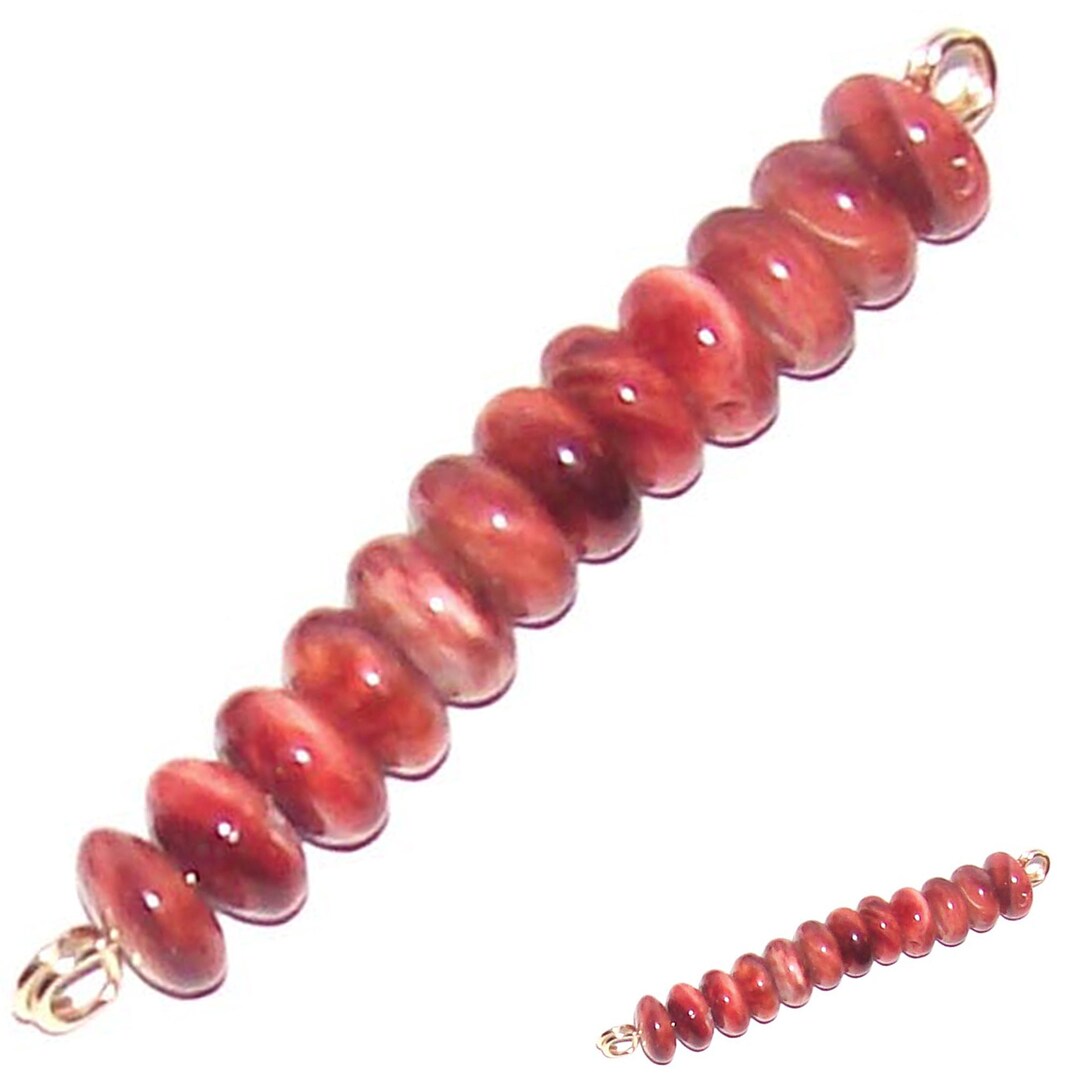 USA 12 Rare Red Spiny Oyster Rondel Rondelle Beads m/ Sea Shell AAA ...