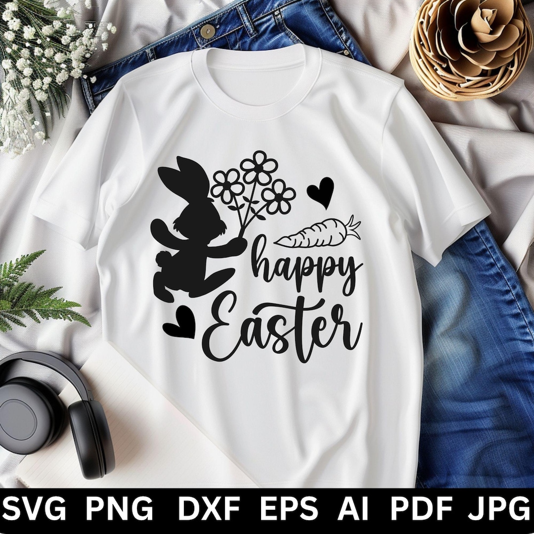 Happy Easter Bunny SVG, Bunny Floral Svg, Girls Easter Png, Easter Cut ...