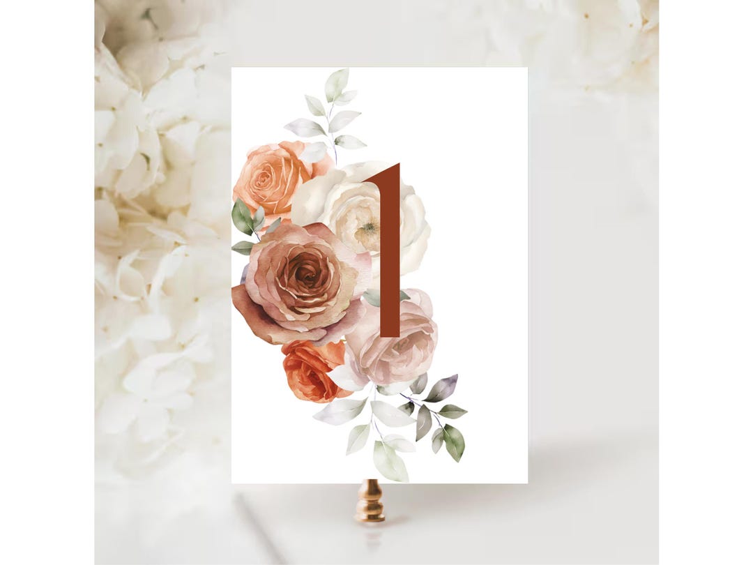 HAZEL. Wildflower Wedding Table Numbers Template: Editable Boho Design ...