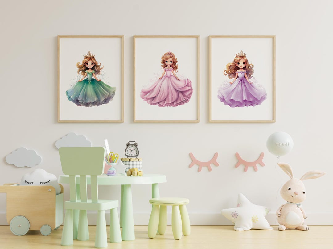 Princess Wall Art Set of 3 Posters Princess Prints Princess Nursery ...