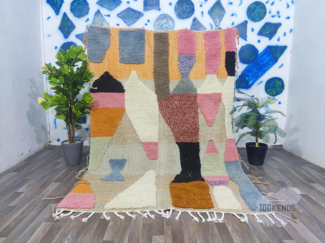 Amazing Multicolored Rug Custom Fabulous Boujaad Rug Beni Ourain Rug ...