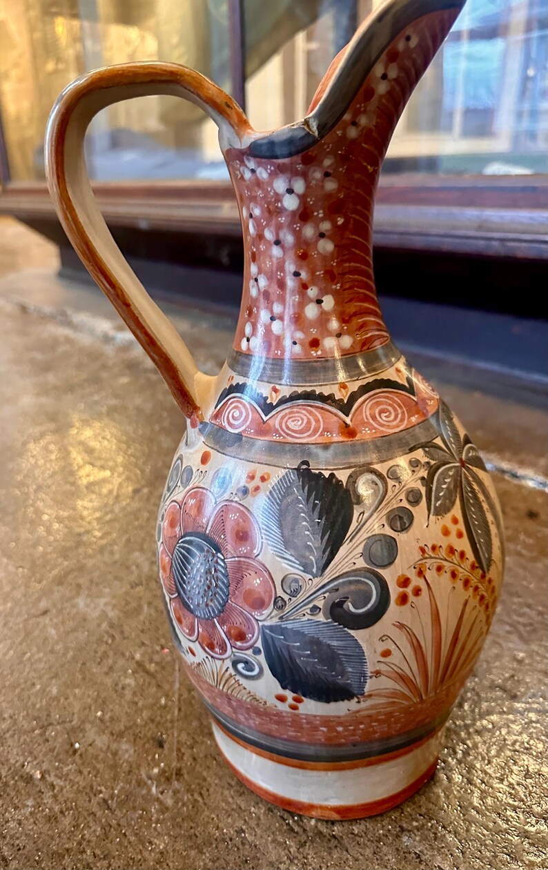 Large Tonal Mexican Pottery Water Pircher With Bird Folk Art - Etsy