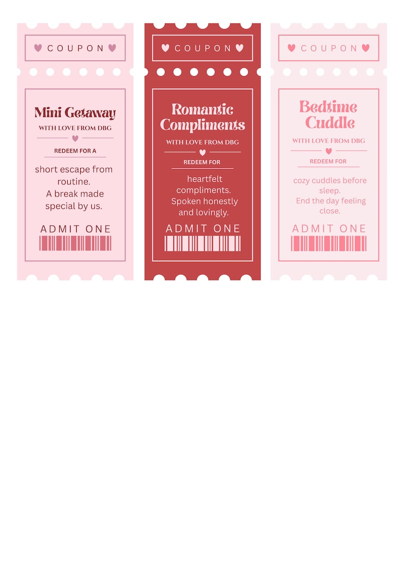 Editable Love Coupon Tickets, Romantic Gift for Couples (canva Template ...