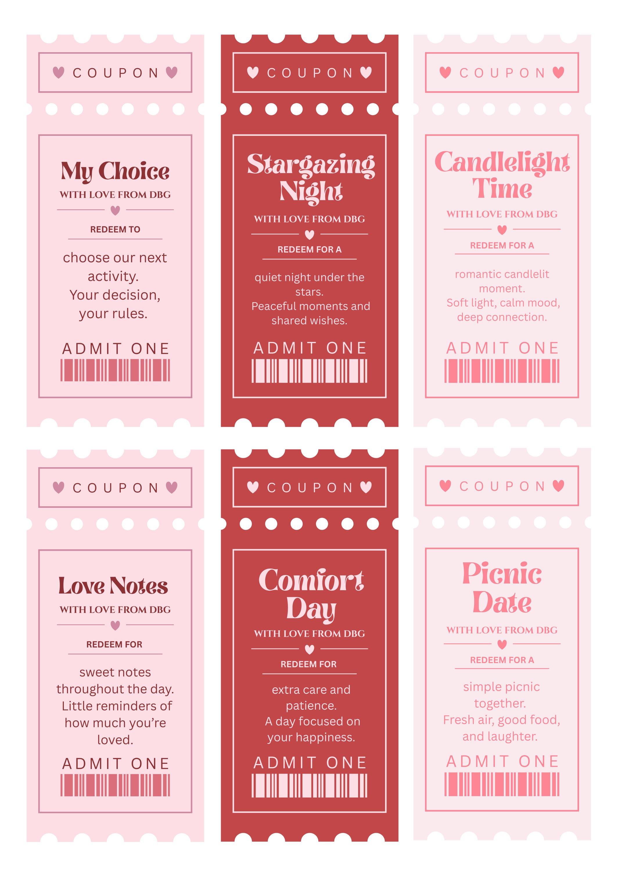 Editable Love Coupon Tickets, Romantic Gift for Couples (canva Template ...