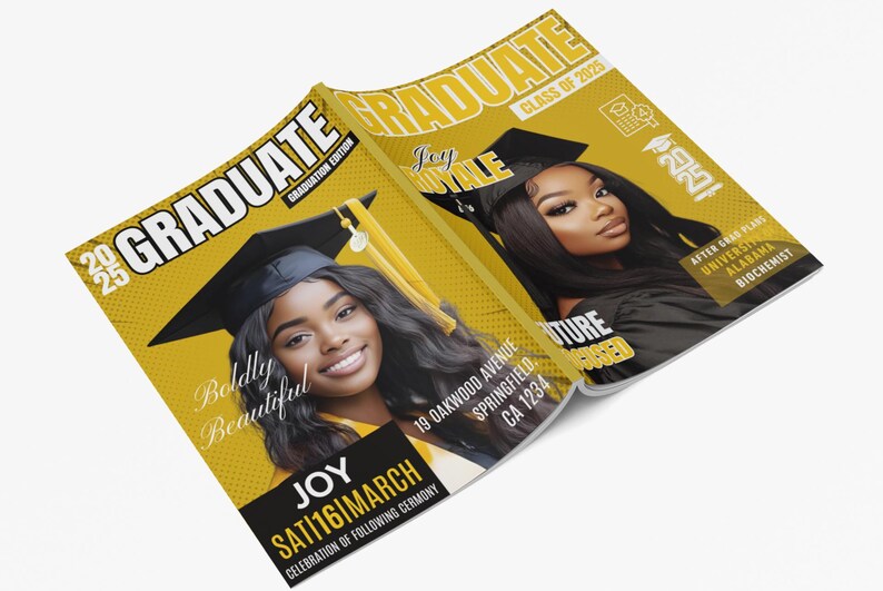 Graduation Magazine Cover Template for Canva – Editable Senior Year ...