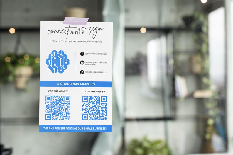 QR Code Sign Template: Social Media Display, Connect With Us (digital ...
