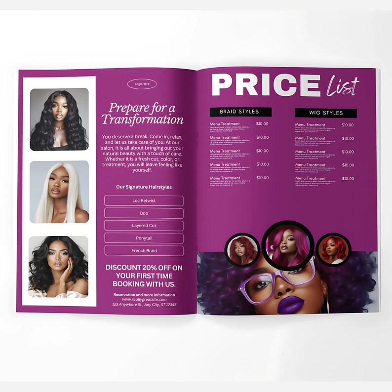 Editable Hair Salon Booklet Template: Canva Client Guide (8-page) - Etsy