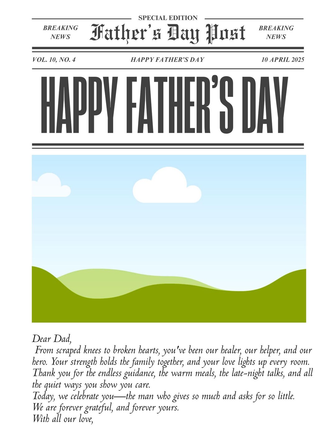 Father’s Day Newspaper Canva Template – 24 Editable Layouts for DIY ...