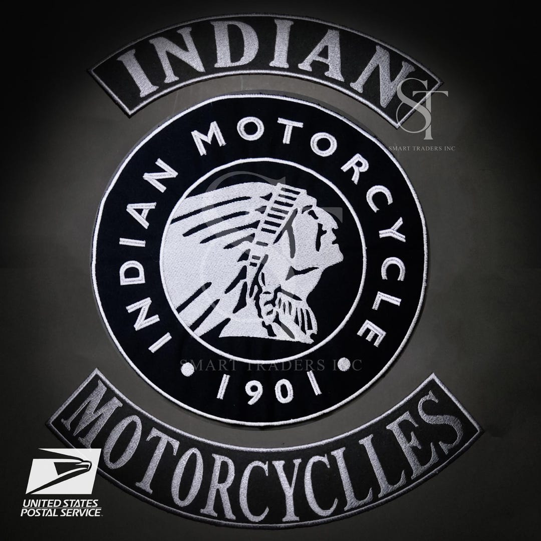 3 Piece Indian Motorcycle Patch Set 12 Inch Large Jacket & Vest Back ...