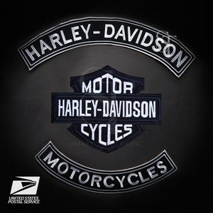 Black White Harley Davidson Bar & Shield Classic Logo + Rockers ...