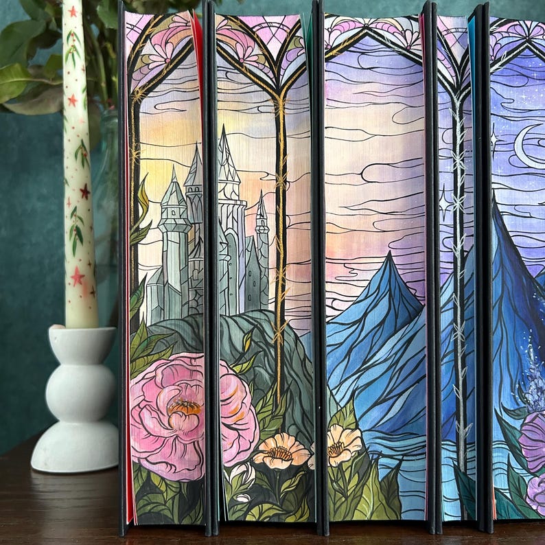 ACOTAR Book Set Painted Edges | Stained Glass Style Hardcover Fantasy ...