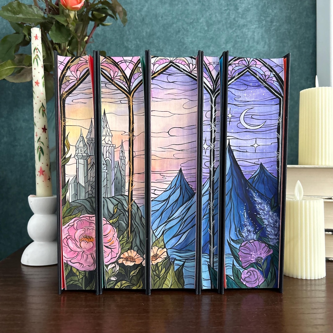 ACOTAR Book Set Painted Edges | Stained Glass Style Hardcover Fantasy ...