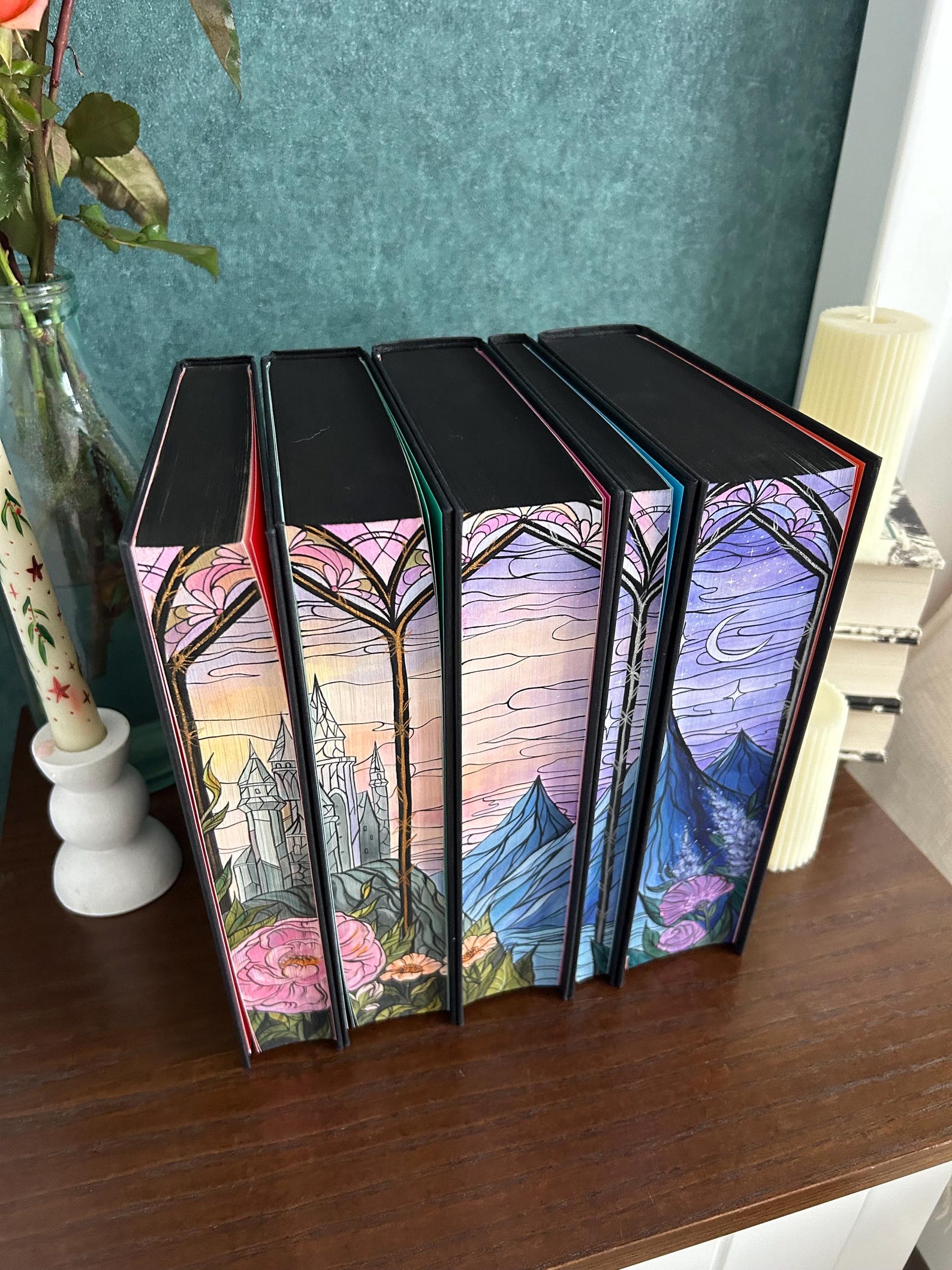 ACOTAR Book Set Painted Edges | Stained Glass Style Hardcover Fantasy ...