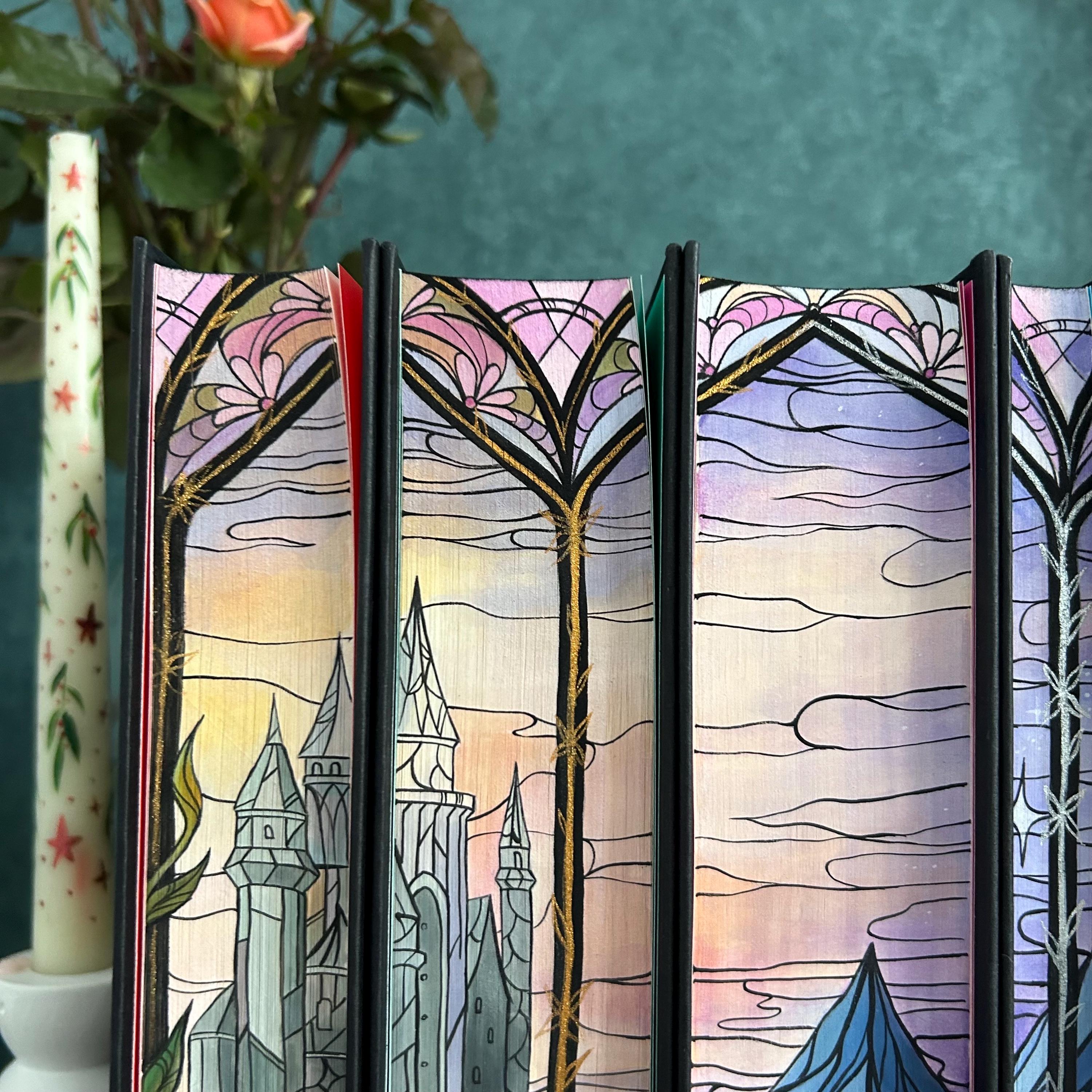 ACOTAR Book Set Painted Edges | Stained Glass Style Hardcover Fantasy ...