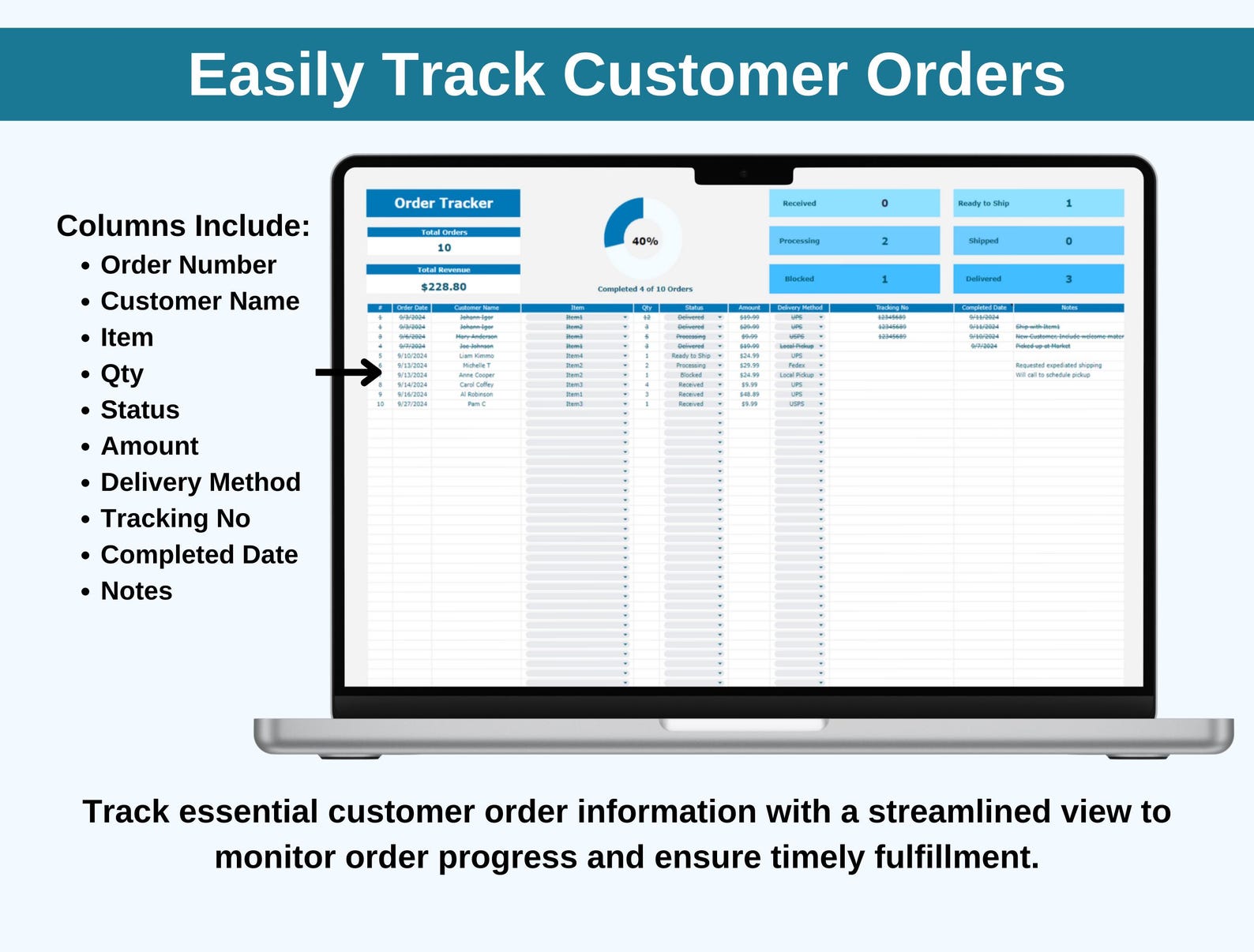 Order Tracker Spreadsheet Template Google Sheets | Shipping Tracker ...