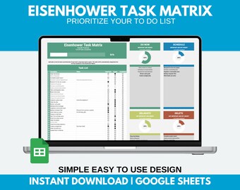 Task Priority Tracker Excel Google Eisenhower Matrix Spreadsheet to Do ...