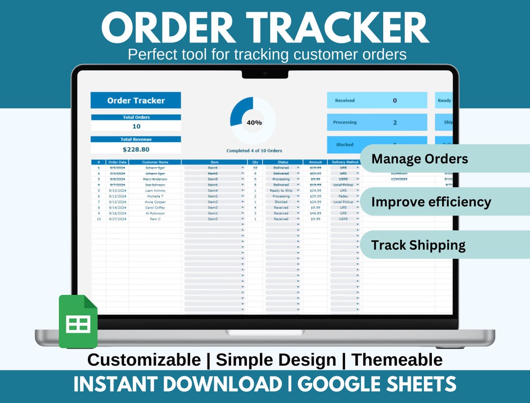 Order Tracker Spreadsheet Template Google Sheets | Shipping Tracker ...