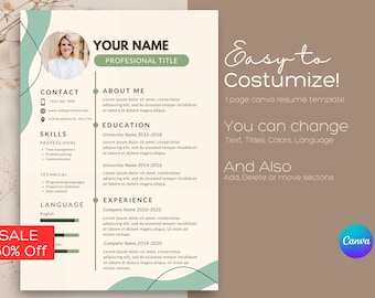 Curriculum Vitae, Canva Resume Template , Cv Template, Easy Resume ...