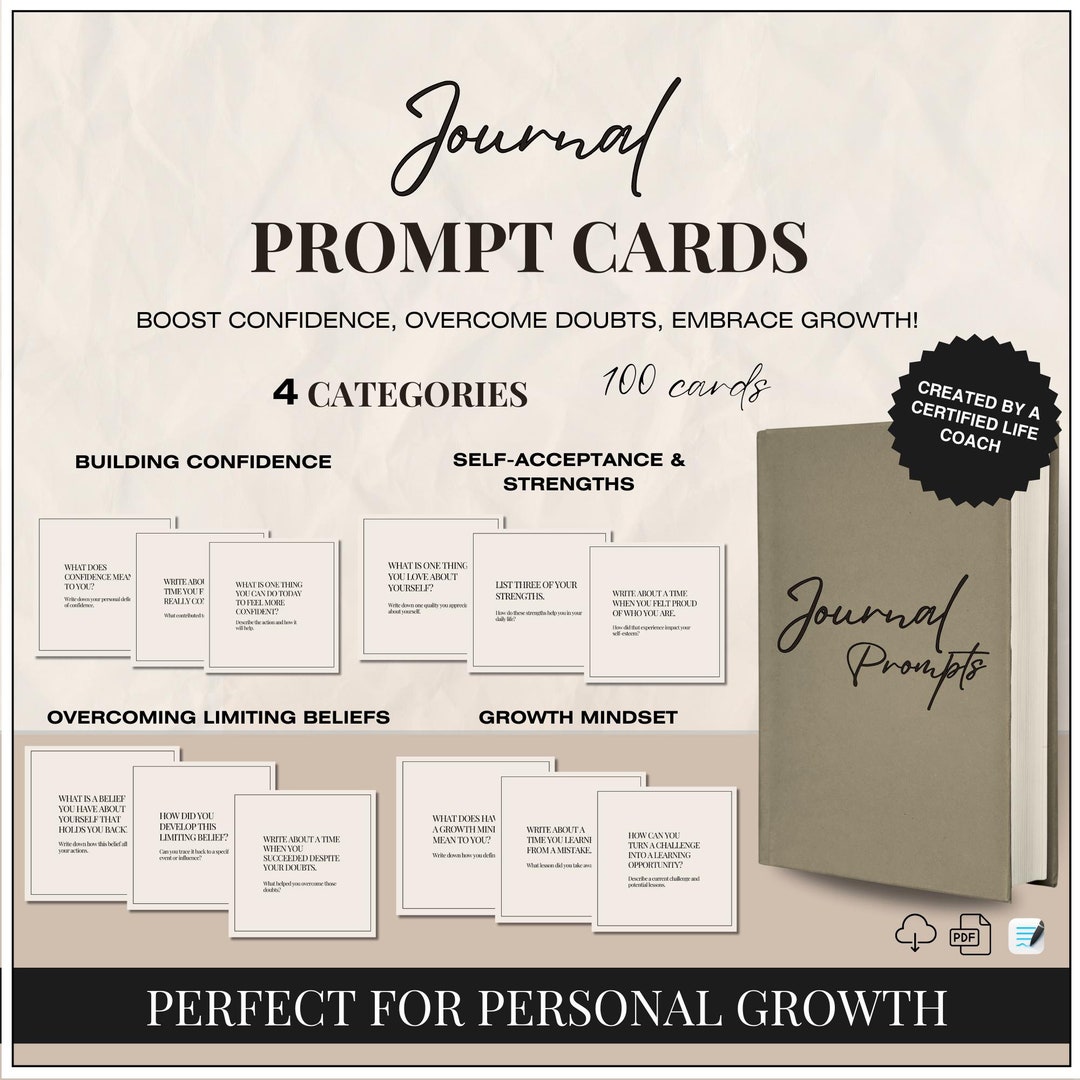 Journal Prompts Cards for Confidence and Self-love With Affirmation ...