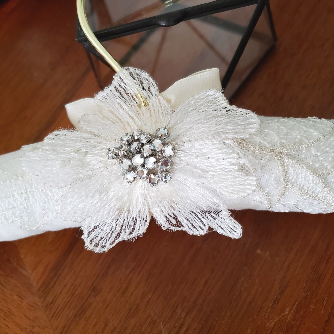 Wedding Dress Hanger: Padded Bridal Gown Keepsake With Lace Flower and ...