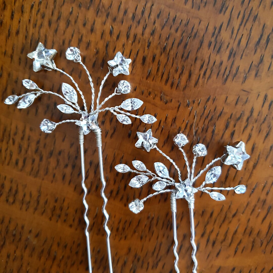 Crystal Star Hair Pins: Celestial Wedding Hair Jewelry, Celestial Hair ...