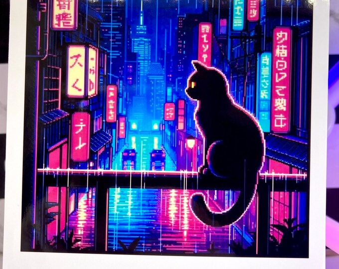 TOKYO CAT/ Vaporwave Anime Style Cat Polaroid. Retrowave Aesthetic ...