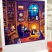 BOOKWORM CABIN/ Gaming Style Pixel Art, Books Cat Polaroid/ Autumn Vibe ...